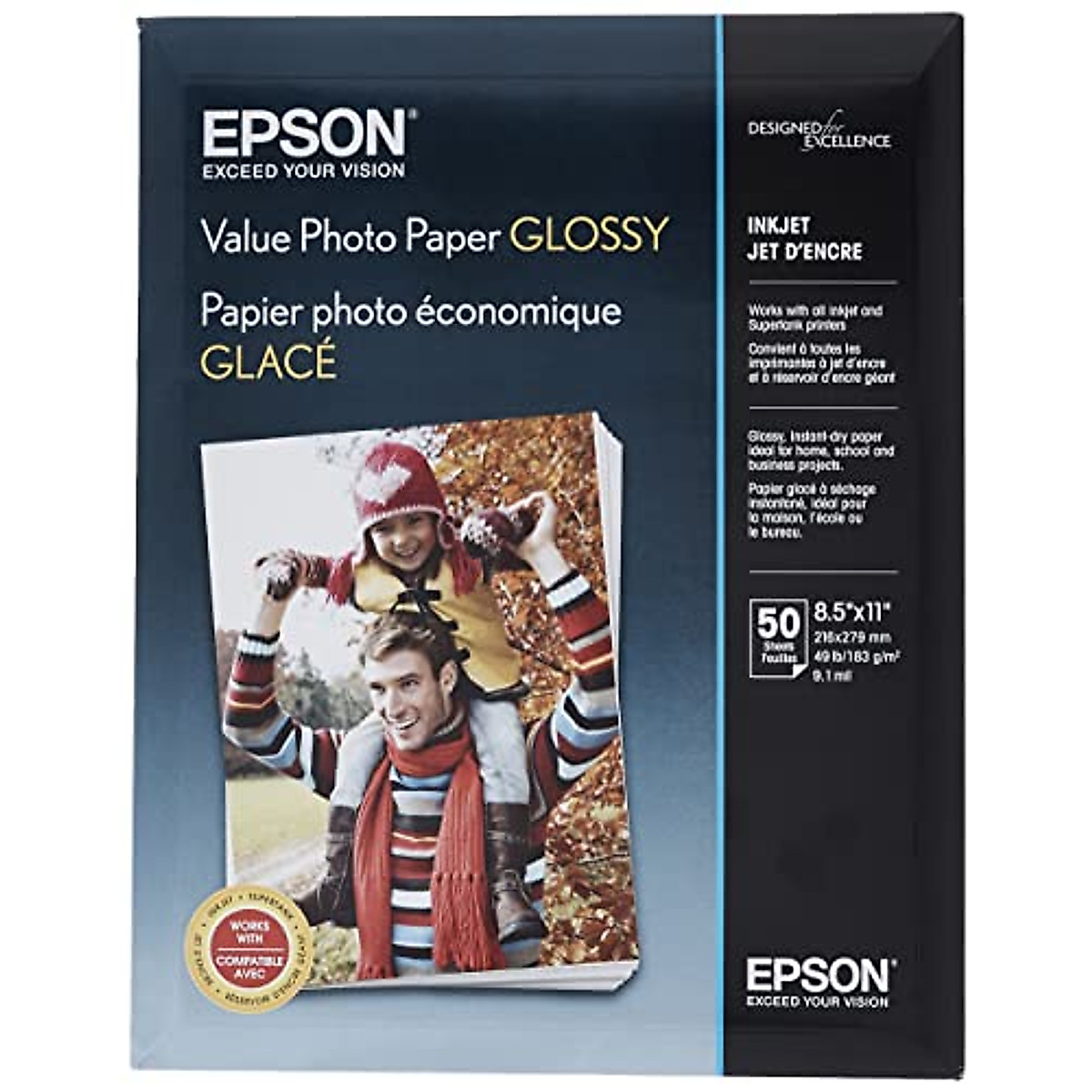 Epson Value Photo Paper Glossy, Letter, 50 Sheets (S400031)