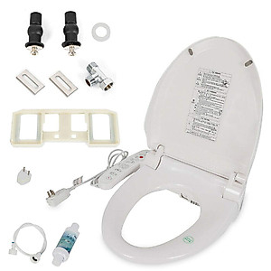 BJTDLLX Elongated Smart Toilet Seat, 110V Electric Automatic deodorization Bidet Toilet Seat 4-step Adjustment IPX4 Water Proofing with 2 Self-cleaning Nozzle & Air Dryer & Heated Seat (0.55L White)