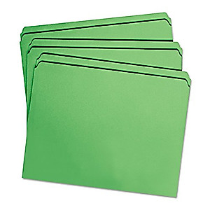 Smead File Folder, Reinforced Straight-Cut Tab, Letter Size, Green, 100 per Box (12110)