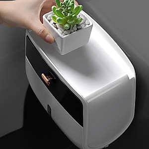 Psdndeww Multifunctional Paper Holder Practical Bathroom Tissue Container with Organizing Shelf for Items