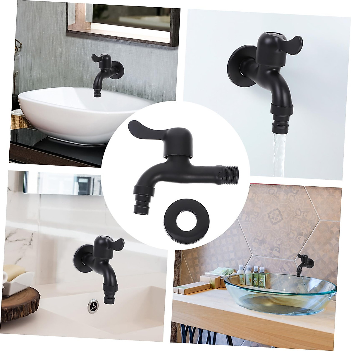 OSALADI 2pcs Washing Machine Faucet Sink Faucet Kitchen Faucets Faucet Washing Machine Water Faucet Outdoor Faucet Black Kitchen Faucet Kitchen Accessories Hose Faucet Stainless Steel Mop