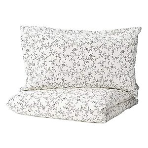 Ikea Kopparranka Duvet Cover and Pillowcase(s) White Dark Gray Full/Queen (Double/Queen) 204.496.59
