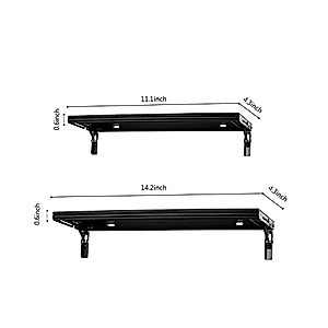 evron Floating Shelves Wall Mounted Set, Water Proof Wall Shelves for Living Room, Dining Room, Bedroom, Kitchen, Office and Greenhouse (Black Set of 2)