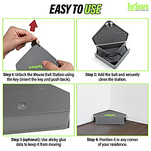 Mouse Bait Stations for Mice Outdoor and Indoor - Mice Bait Stations Box with Keys Fully Safety Design and Key Required Keeps Children and Pets Safe, Tamper-Proof, Weatherproof 6 Pack (Gray)