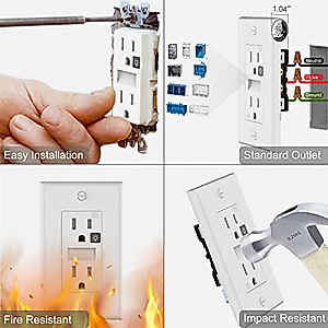 SOZULAMP Night Light Wall Outlet-Easy to Install,Standard Electrical Outlets with Nightlight,White Decorator,2 Pole 3 Wire,Non-Tamper Resistant,Wall Plate Included(4Pack,Daylight White LED)