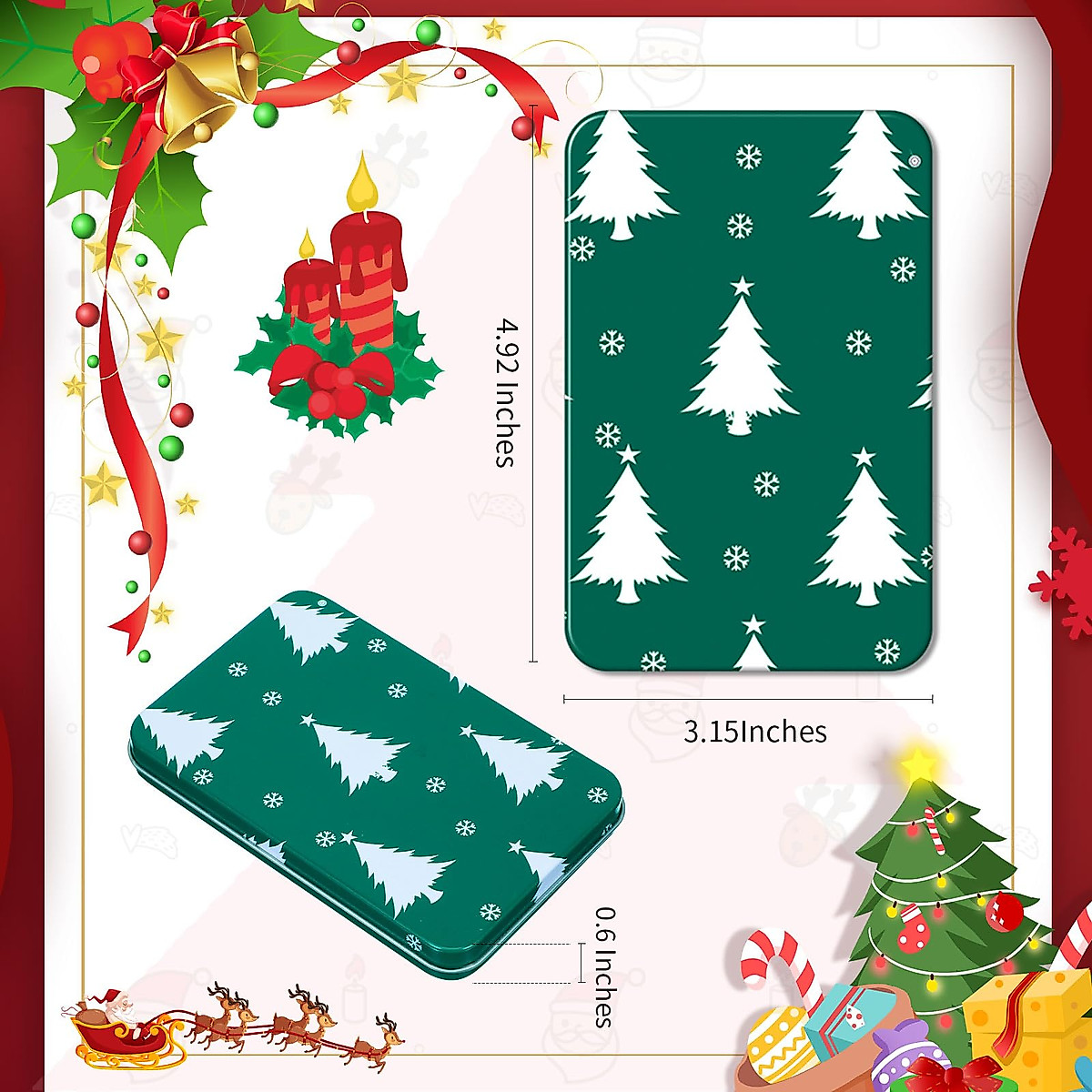 Blulu 12 Pcs Christmas Gift Card Holders, Plaid Patterns Tin Boxes Xmas Small Gift Card Box with Lids for Money Greeting Card Holiday Party Favors Gift Giving Stocking Stuffers, 4.92 x 3.15 x 0.6 Inch