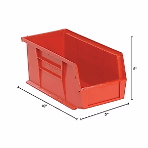 Quantum Storage Systems QUS230 Plastic Storage Stacking Ultra Bin, 10-Inch by 5-Inch by 5-Inch, Red, Case of 12 (QUS230RD)
