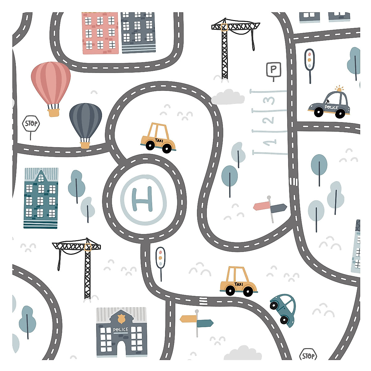 BapronBaby Tiny Town Bapron - No Neck Tie Safer Bib for Baby & Toddler - Soft Waterproof Stain Resistant - Machine Washable - Sz Preschool 3-5yrs