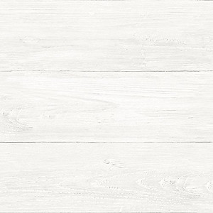 NuWallpaper NU3129 Reclaimed Shiplap Peel Stick Wallpaper, White & Off-White