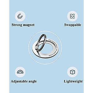 Phone Grip Neowic Magnetic Phone Ring Holder, Adjustable Cell Phone Kickstand, Removable Finger Holder, (with 2PC Ultra Thin Metal Ring for Phone Case/No Mag Phone), Black