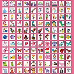 Partywind Kids Temporary Tattoos, 204 PCS Fake Tattoo Stickers for Kids Party Supplies Favors Decorations, Surprise Birthday Gifts Goodie Bag Stuffers (Individually Wrapped)