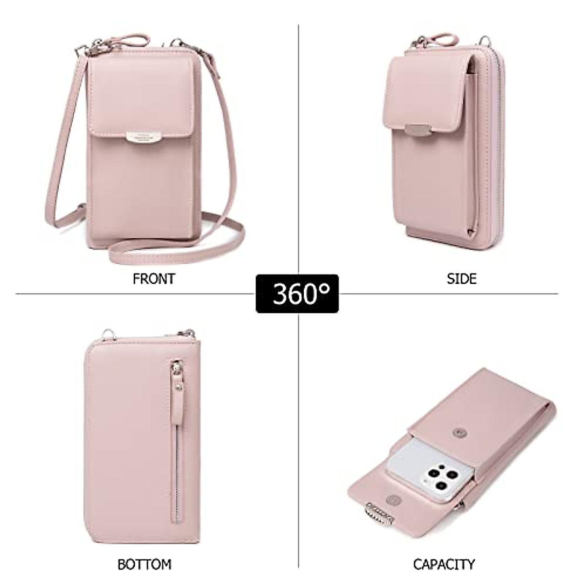 myfriday Small Wallet for Women PU Leather Phone Checkbook Organizer Zipper Coin Purse