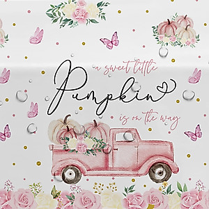 Srua Don Pumpkin Baby Shower Decorations Tablecloth Girl, Pink Little Pumpkin Baby Shower Party Supplies Table Cover, Thanksgiving Fall Pumpkin Baby Girl Decorations Table Cloth, 3 Pack (54in x 108in)