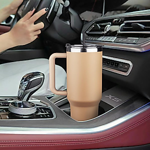 StarSpeed 40 oz Tumbler with Handle and Straw Lid | Stainless Steel Water Bottle Travel Mug Reusable Insulated Cup With Lid And Straw, Keep Cold Heat and Ice for Hours(40oz,Mocha)