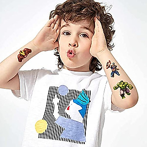 8 Sheets Superhero Temporary Tattoos Stickers for Kids Boys Girls Birthday Party Supplies Favors