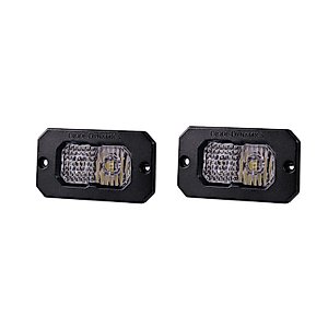 Diode Dynamics Stage Series 2in SAE White Sport Flush Mount LED Pod (pair), Combo w/Amber Backlight