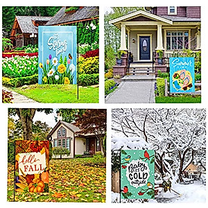 Yileqi Seasonal Garden Flags Set of 12 Double Sided Easter Spring Garden Flag Holidays Yard Flags, with Zipper Storage Bag, Festive Small Garden Flag Outdoor Decoration 12.5x18 Inch