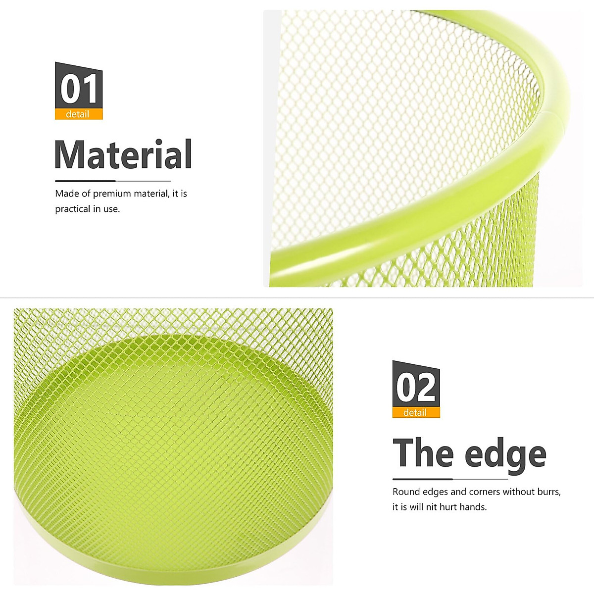 MAGICLULU Mesh Waste Basket Round Trash Can Open Top Wastebasket Recycling Bins Garbage Waste Basket Metal Trash Bin for Home Office Workspace Green