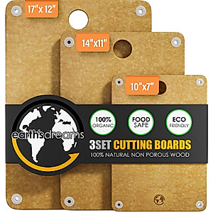 Earth's Dreams Wood Cutting Board Set - Heavy-Duty 3 Piece Cutting Board Set - Small, Large & Extra Large Cutting Board - Chacuterie Board - Best Non Plastic, Non Toxic Cutting Board - Dishwasher Safe