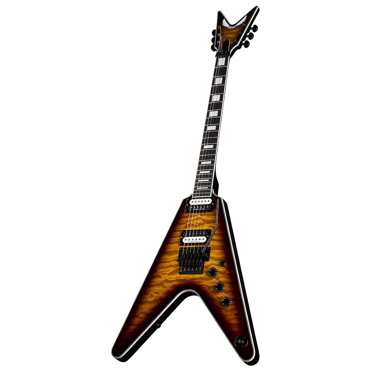 Dean V Select Quilt Top Floyd Rose Electric Guitar, Trans Brazilia