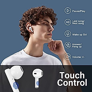 Wireless Earbuds Bluetooth Headphones IPX7 Waterproof Bluetooth Earbuds 25H Playtime Headset with Charging Case Wireless Bluetooth Earphones with Mic for iPhone/Samsung/Android (White)