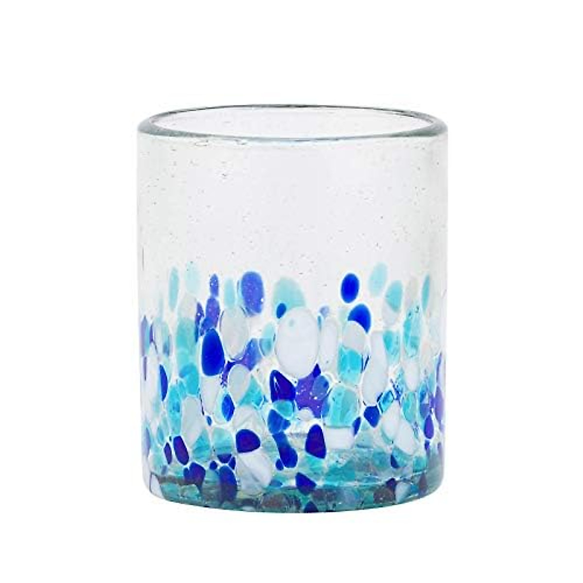 Amici Home Bahia Double Old-Fashioned Glass | Set of 6 | Authentic Mexican Handmade Glassware | Lowball Bar Glasses for Bourbon, Whiskey, Cocktails | 12 Oz