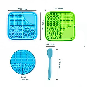 Lick Mat for Dogs and Cats, Pack of 2 Slow Feeding Lick Pads with Suction Cups Stick Anywhere - Dog Peanut Butter Licking Mat for Fun, Anxiety & Boredom Relief, Bathing, Grooming and Training