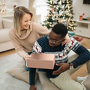 Gift Box 10" x 6" x 3" with Magnetic Closure Lid Gift Box for Presents,Bridesmaid Gifts Box,Cute Box,Birthday Gift box,Luxury for Gift Packaging, Magnetic Gift Box for Wrapping Gifts (Rose Gold)