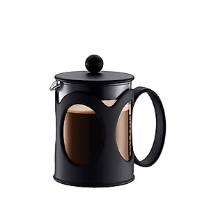 BODUM 10683-01 Kenya French Press Coffee Maker, Borosilicate Glass - 4-Cup (0.5 L), Black