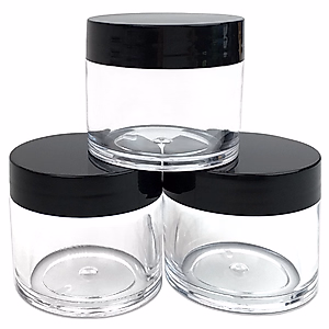(3 Pieces) Beauticom® 30G/30ML (1 Oz) Round Clear Jars with Black Lids for Herbs, Spices, Loose Leaf Teas, Coffee and Other Foods - BPA Free