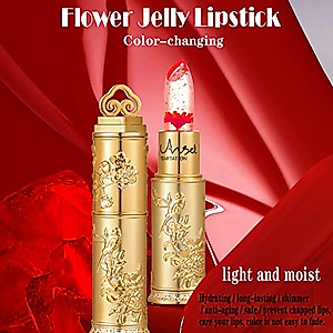 LuckNest Flower Jelly Lipstick Set Temperature Change Moisturizer Long Lasting Nutritious Balm Magic Color Change Lip Gloss (#3)