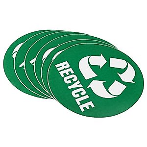 M METERXITY 6 Pack Recycle Sticker - Home Trash Can Labels, Strong Adhesion & Smooth Surface, Apply to Kitchen/Garden Trash Bin (5 Inch, White on Green)