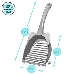 CatGuru Cat Litter Scoop, Jumbo Litter Scoop, Litter Scooper with Deep Shovel & Long Handle, Super Fast Sifter, Durable Kitty Litter Scoop, Cat Stuff, Kitten Supplies (Gray)
