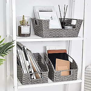 StorageWorks Rope Paper Pantry Baskets Set, Gray