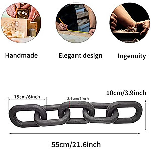 linsuo Decor Wood Knot, Home Shelf Decor, Wood Chain 3 Link Decor, Hand Carved Home Decorations for Living Room, Farmhouse Coffee Table Decor (5-Ring Black)