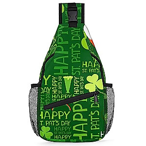 St. Patrick's Day Shamrocks Clovers Sling Backpack St. Patrick's Day Crossbody Bag Hiking Backpack Casual Daypack