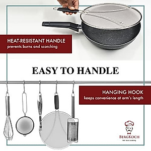 BergKoch Splatter Screen for Frying Pan - 13 Inch Stainless Steel Grease Splatter Guard - Cover Oil Splash when Sizzling Bacon, Cooking Fried Chicken or Popcorn