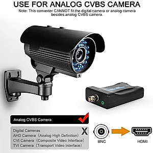 BNC to HDMI Converter Adapter Female CVBS BNC HDMI Connector Coaxial Composite Analog Video Audio Input 1080P Output HDCP Hook Security Camera DVRs Surveillance CVR AC1420 CCTV for Monitor HD TV