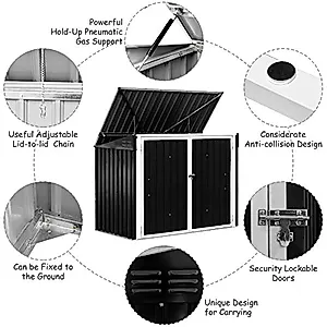 Goplus Horizontal Storage Shed Outdoor, Multi-Function Storage Cabinet for Garden Yard Lawn, 6x3FT