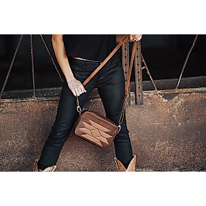 STS Ranchwear Compact Leather Kai Collection Adjustable Shoulder Strap Crossbody Bag, Tan