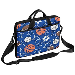 Sport Balls Laptop Computer Bag Waterproof Shoulder Messenger Bag 13-15 inch Durable Laptop Tote Bag with Shoulder Strap Handle Lightweight Crossbody Briefcase