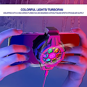 Phone Cooler,Ultra Quiet Cell Phone Radiator with Full Color LED Lights, USB Charging Cable and a High Speed Fan for 2.56in-3.34in (Width) Mobile Phones(White)