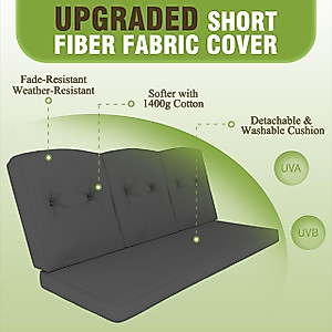 MUPATER Patio Porch Swing Chair, 3-Seat Outdoor Canopy Swing Glider with Stand and Cushion for Outside, Backyard and Deck, Grey