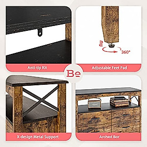 Bestier Buffet Hallway and Living Room Storage Cabinet with 6 Drawers for Home Office and Bedroom for Decluttering and Organization, Rustic Brown