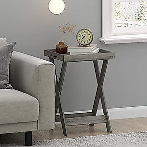 Furinno Classic Tray Table with Removable Tray, French Oak