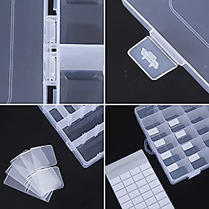 ESCULTORA 4PCS 36 Grids Plastic Organizer Box, Craft Organizer Storage, Bead Storage with 480pcs Label Stickers and Movable Dividers, Fishing Tackles Box, Jewelry Box for Storage