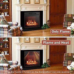 COSTWAY Electric Fireplace Insert 18-inch Wide, 1400W Recessed Fireplace Heater with Remote Control, 3 LED Flame Effects, 6H Timer, Electric Fireplace for Bedroom Home Office Indoor Use, Black