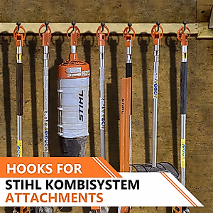 FLEXI RODS 3 Pack Heavy Duty Garage Storage Hooks Shed Hooks Suit for Stihl Kombi Attachments, Power Tool Holder Organizer Hangers for Grass Trimmer, Hedge Trimmer, Garage Wall, Garage Trimmer