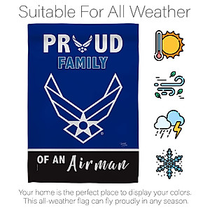 Proud Family Airman Garden Flag - Armed Forces Air Force USAF United State American Military Veteran Retire Official - House Decoration Banner Small Yard Gift Double-Sided Made In USA 13 X 18.5