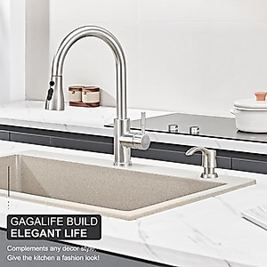 GAGALIFE Kitchen Sink Soap Dispenser - Sink Soap Dispenser Pump with 40" Silicone Extension Tube Kit (Brushed Nickel), Say Goodbye to Frequent Refills G080-1BN